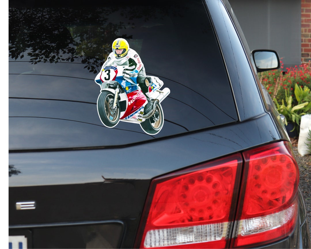 Joey Dunlop Car Window Decal, Racing Window Sticker, Van Decal ...