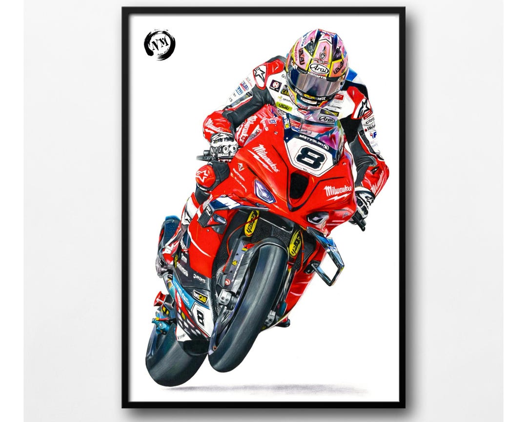Davey Todd Print, Pencil Drawing Motorbike Art Print, Motorcycle Gifts ...