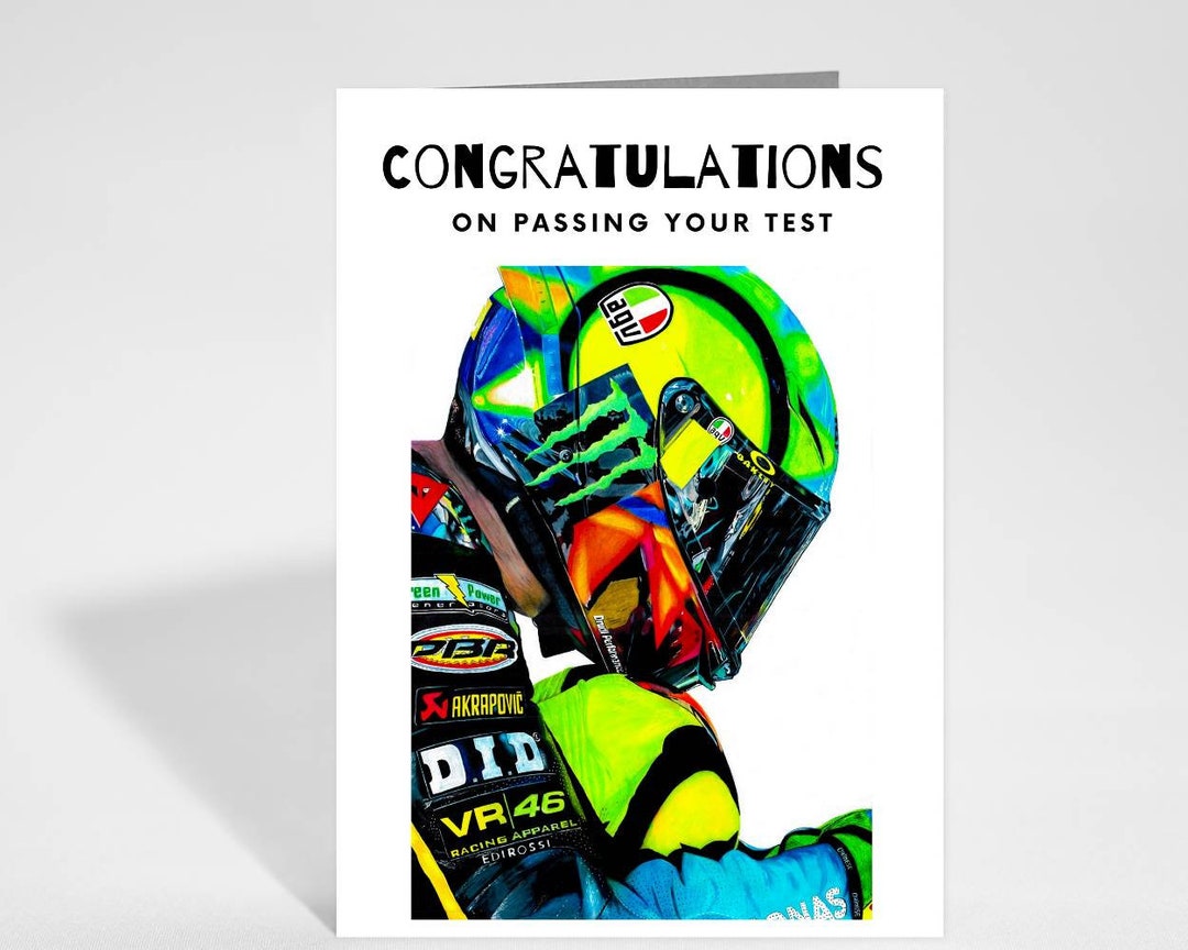 Valentino Rossi Motorbike Test Pass Card, Congratulations on Passing ...