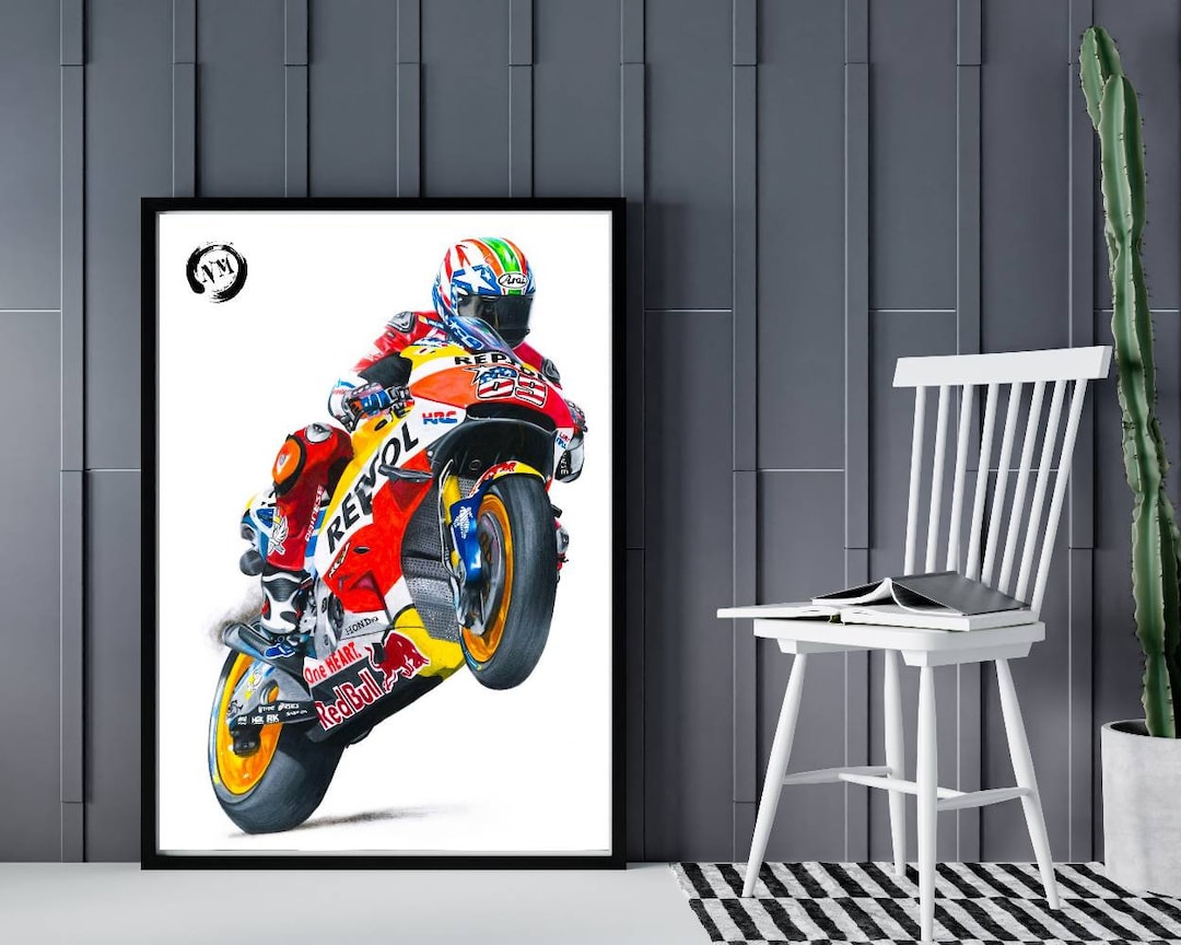 Nicky Hayden Wall Art Painting, Garage Decor, Motorbike Poster Print ...
