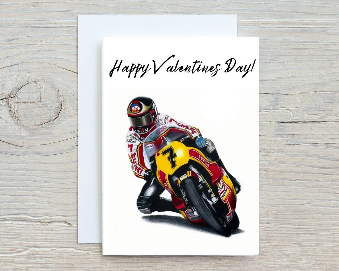 Barry Sheene Valentines Day Card, Motorcycle Card for Him - Etsy