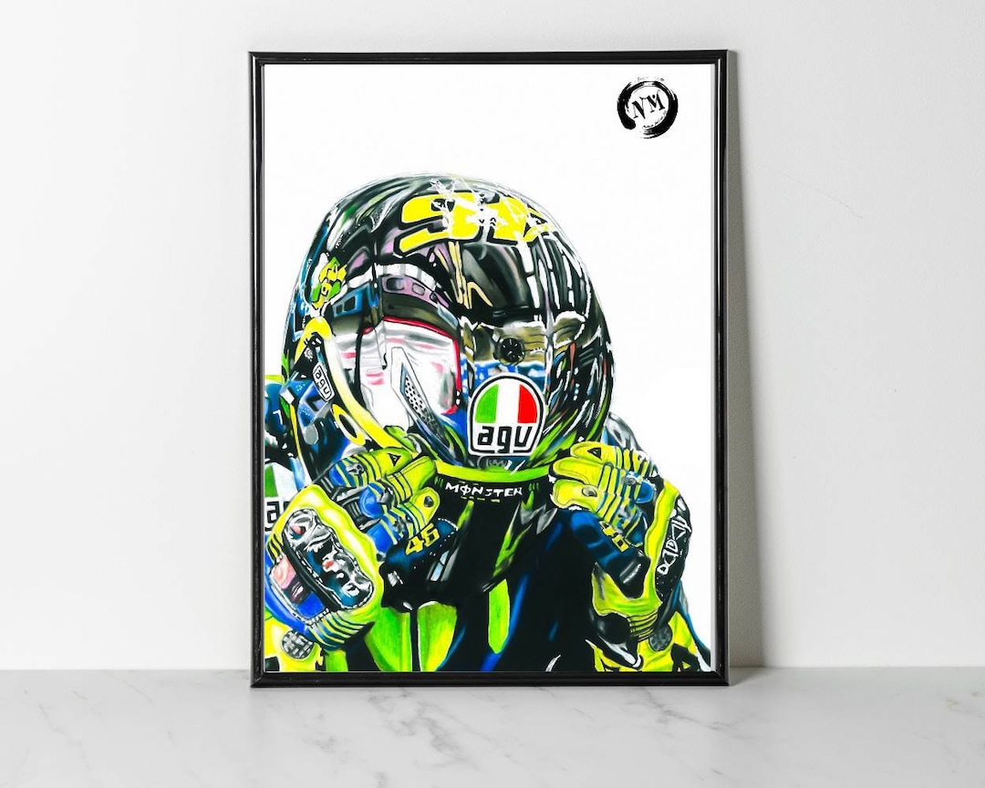Valentino Rossi Motorcycle Wall Art Painting, VR46 Motorbike Poster ...