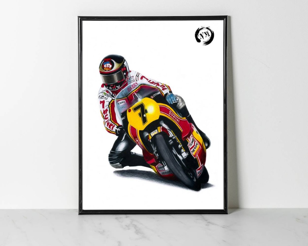 Barry Sheene Wall Art Painting, Motorbike Poster Print, Motorcycle ...
