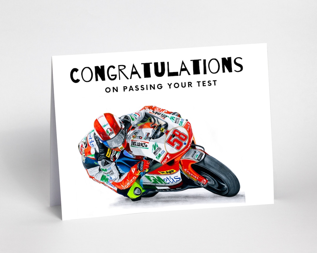 Marco Simoncelli Motorbike Test Pass Card, Congratulations on Passing ...