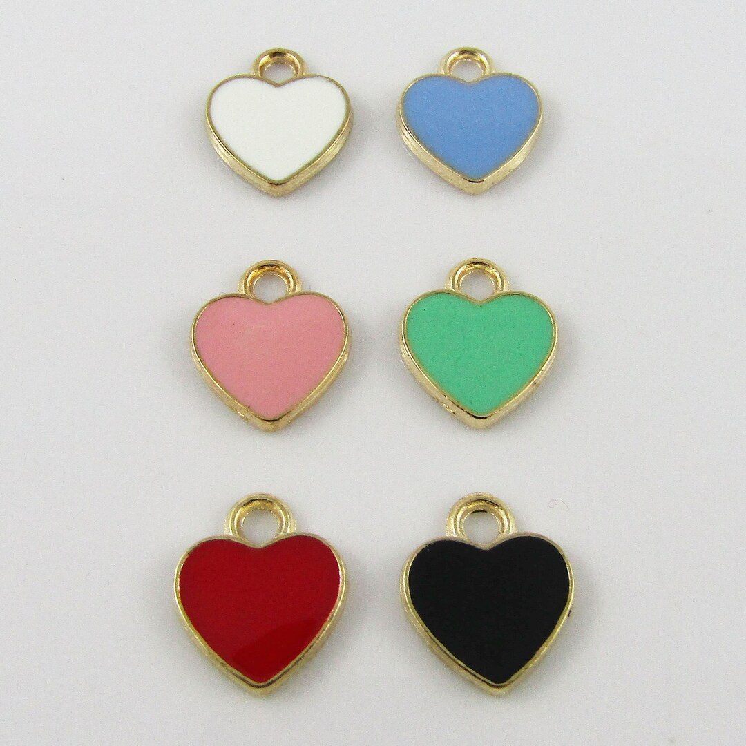Bulk 10pce Enamel Solid Heart Charm Pendant 12x10mm Select Colour - Etsy