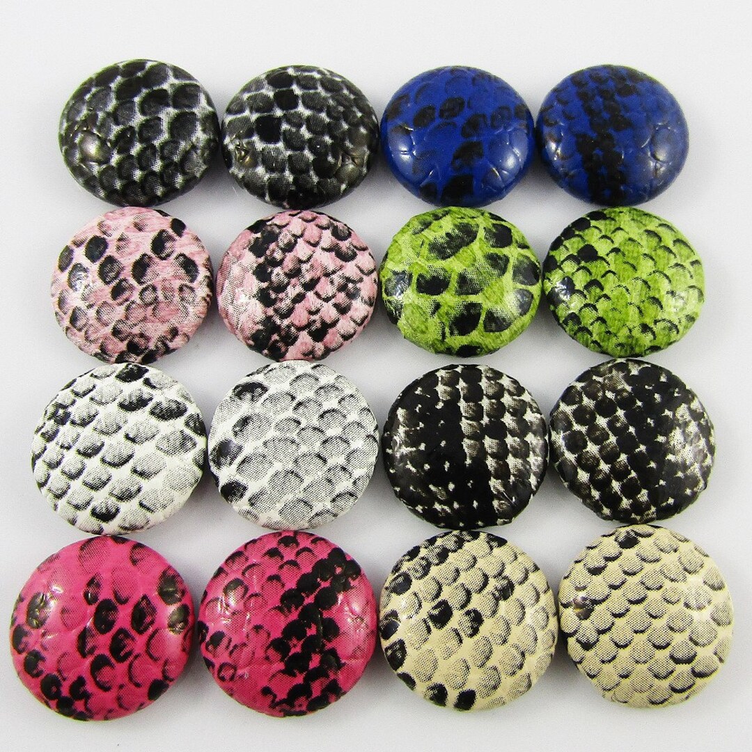 PU Leather Snake Skin Print Cabochon 15mm Select 10 or 20 Pieces in ...