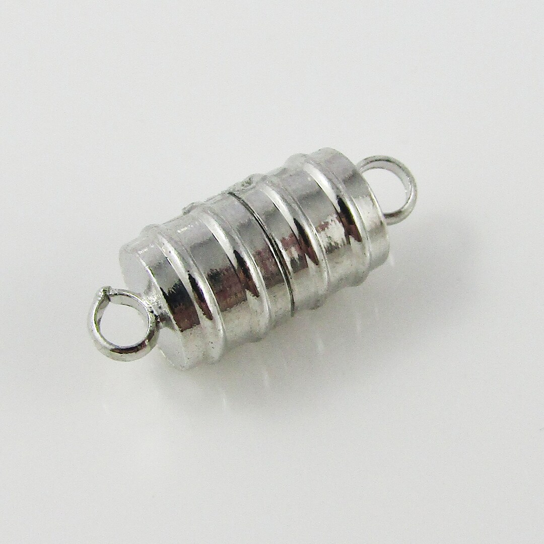 5 Sets Barrel Column Magnetic Clasp Silver Tone 19x7.5mm Hole 2.5mm ...