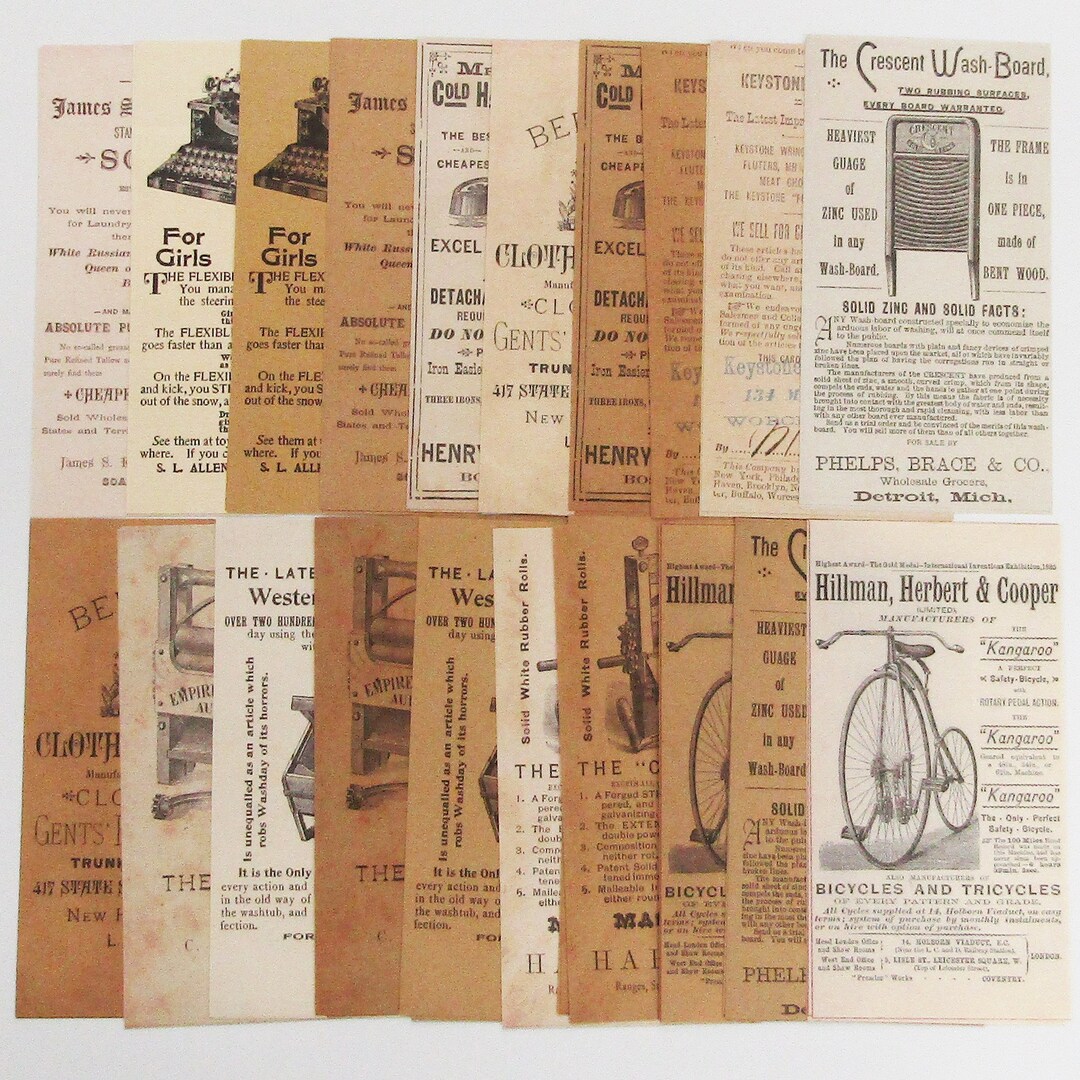 60pc Newspaper Adverts Retro Scrapbook Papers Cards Journal Ephemera ...