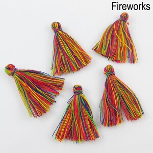 10pce Multi Coloured Cotton Tassel 25-30mm Pick Rainbow Confetti or ...