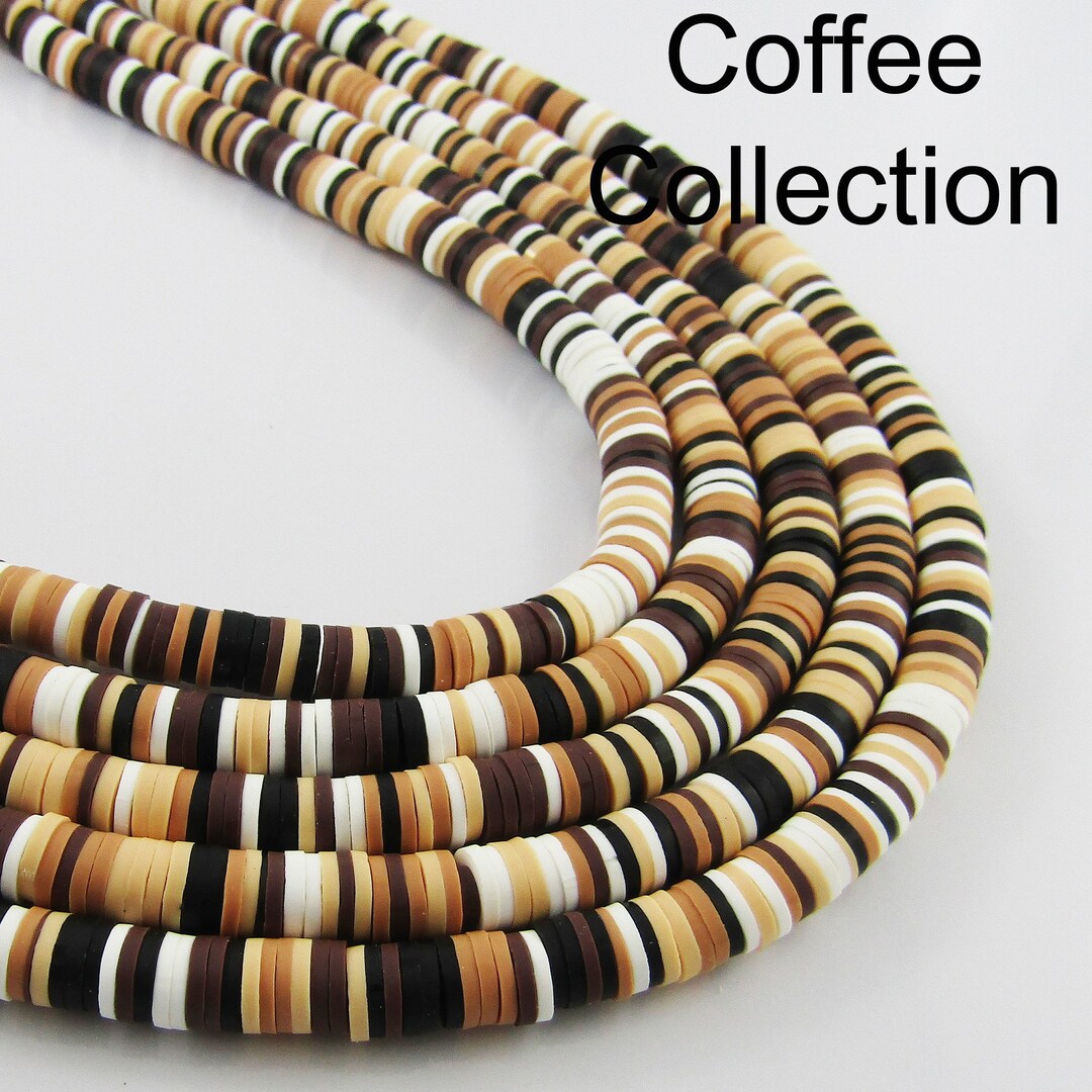 One Strand 330pcs Wafer Disc Coffee Coloured Polymer Clay Beads Katsuki ...