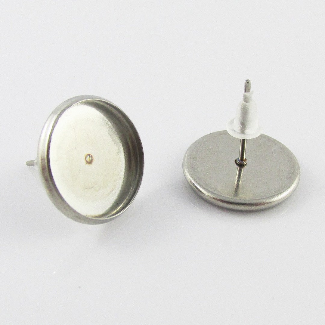 Bulk 20pce (10 Pair) DIY Cabochon Setting Stud Earring & Back Fit 12mm ...