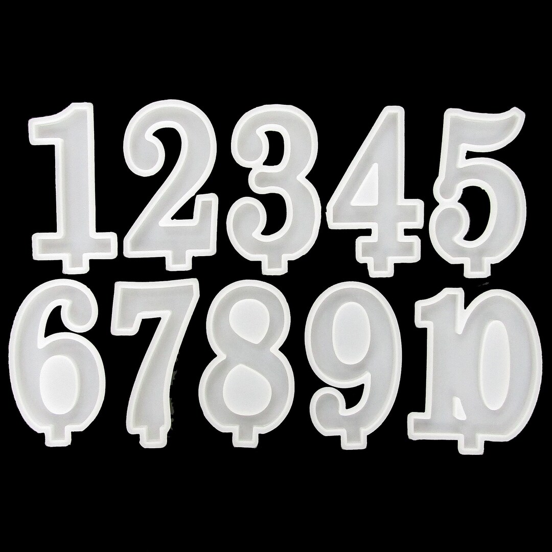 DIY Candle Birthday Number 1 to 10 Set Silicone Casting Mould for Epoxy ...