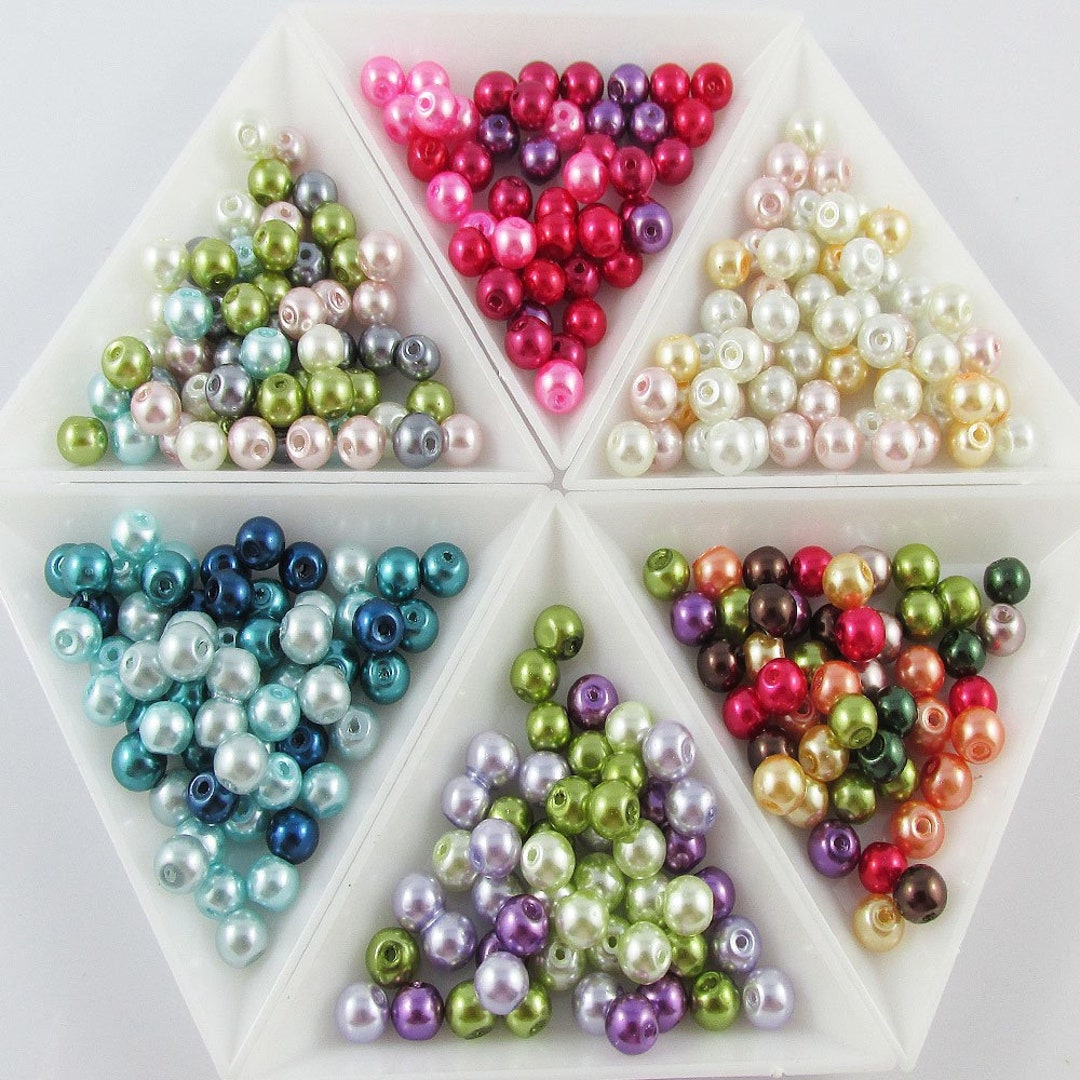 Premix Bag Round Glass Pearl Beads Select 4 6 or 8mm and From 8 Theme ...