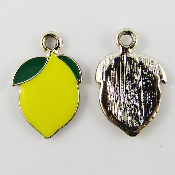 Bulk 10pce Enamel Lemon Charm Pendant 20x13mm | Etsy