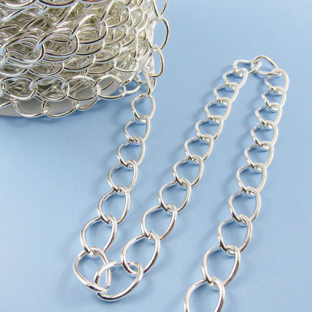 3mtrs Oval Twist Cable Link Chain Unsoldered Iron 14x10x1.6mm Silver ...