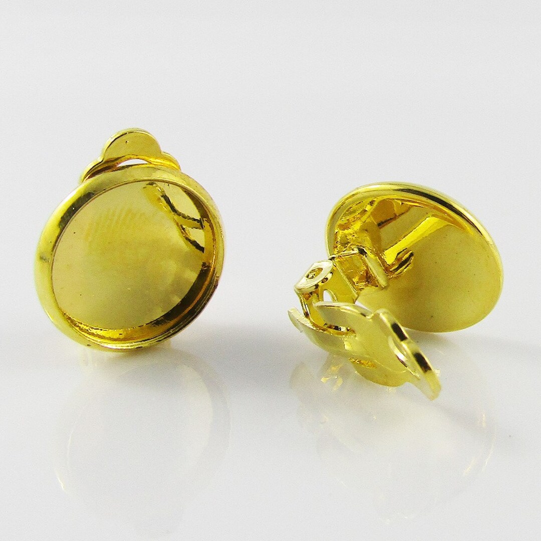 Bulk 10pcs (5pair) DIY Cabochon Setting Clip on Earring Gold Fit 12mm ...