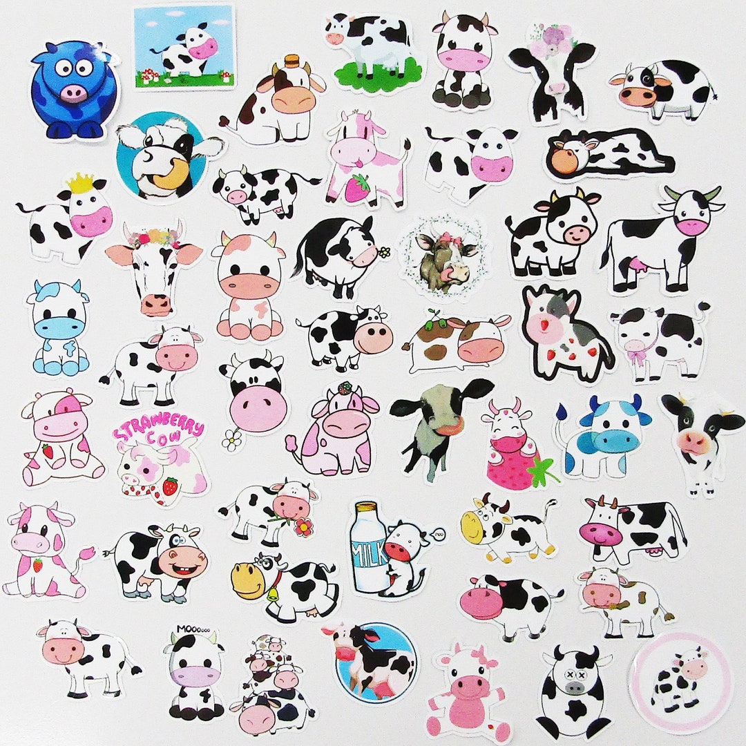45pcs Cartoon Cow Sticker Bundle Schoolbooks Cards Junk Journal - Etsy