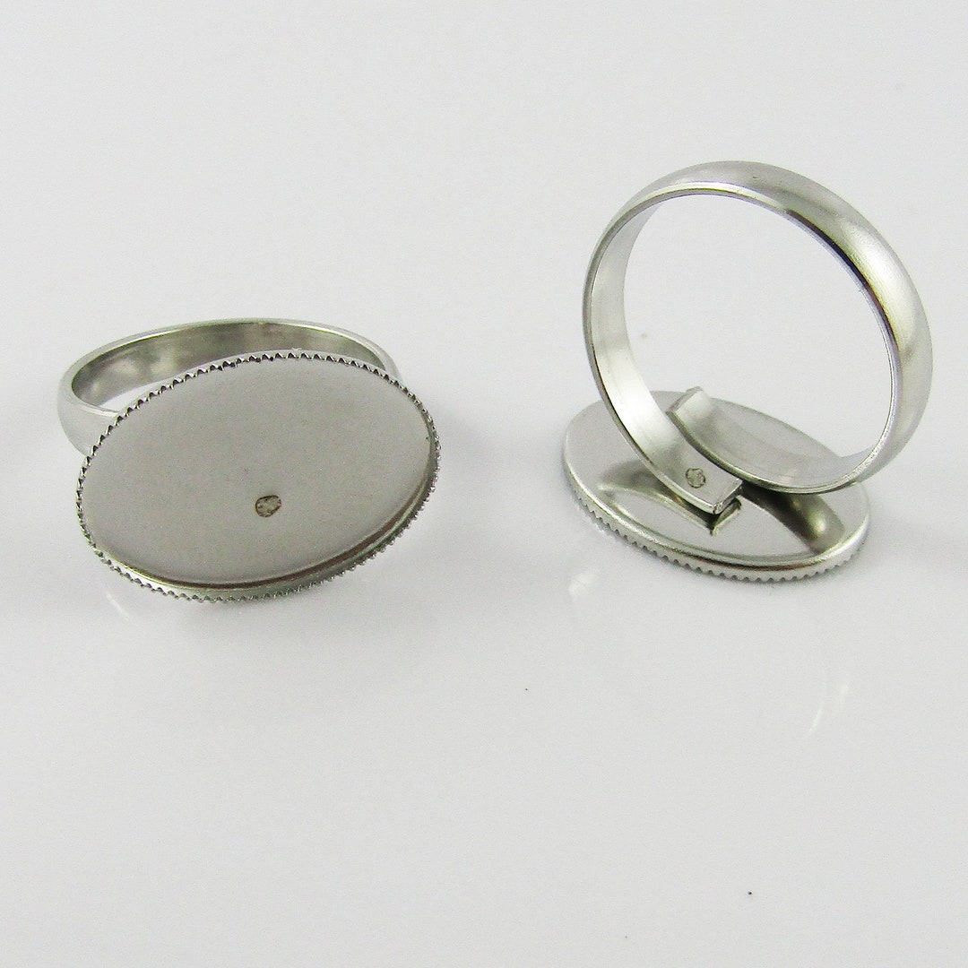 10pc DIY Ring Base With Horizontal OVAL Cabochon Setting Fit 18x13 Cabs ...