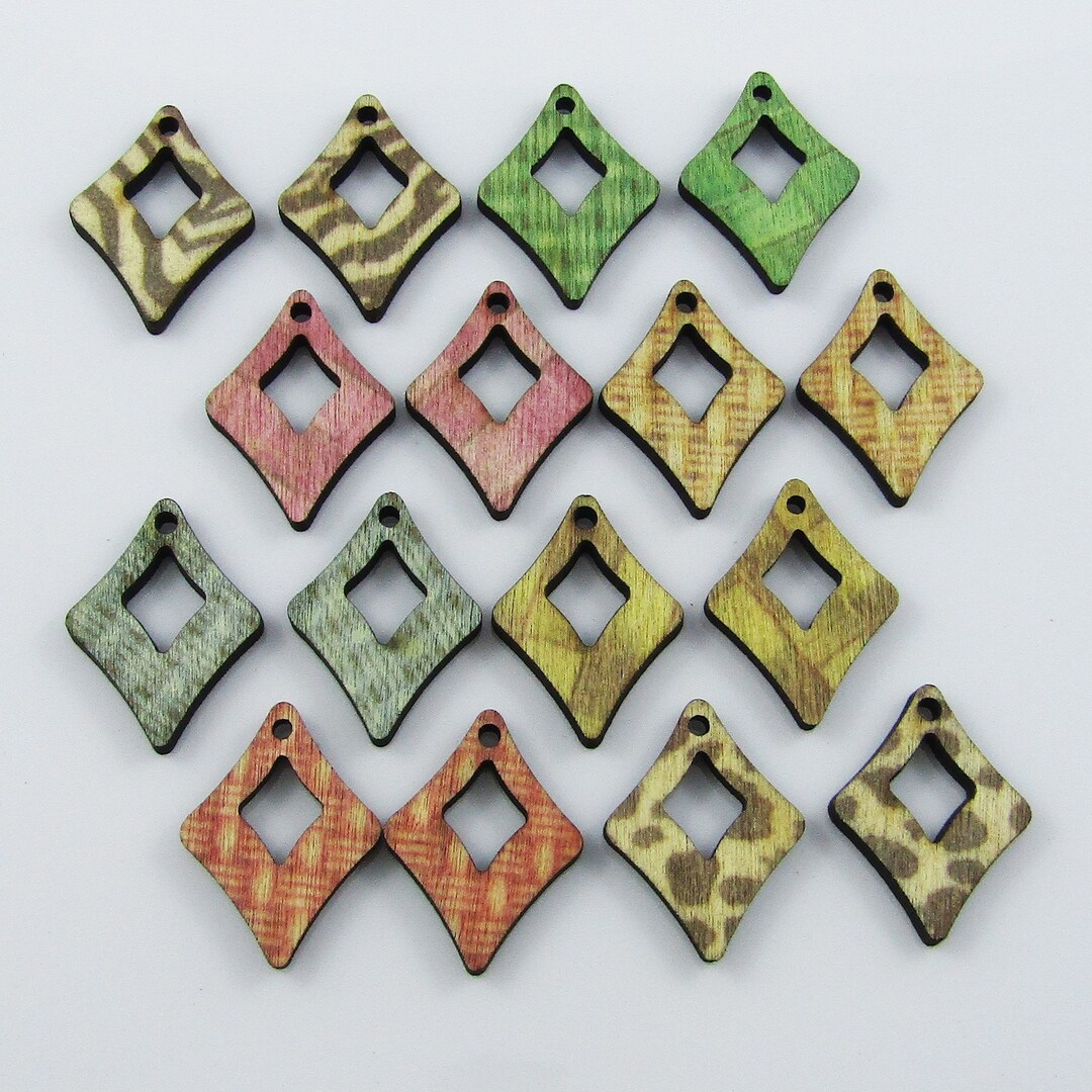 Buy 10pcs in Random Pairs Printed Wood Kite Charm Pendant 24x18mm ...