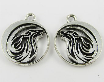 10pc wolf Charms in Antique Silver Style BC1209 - Etsy