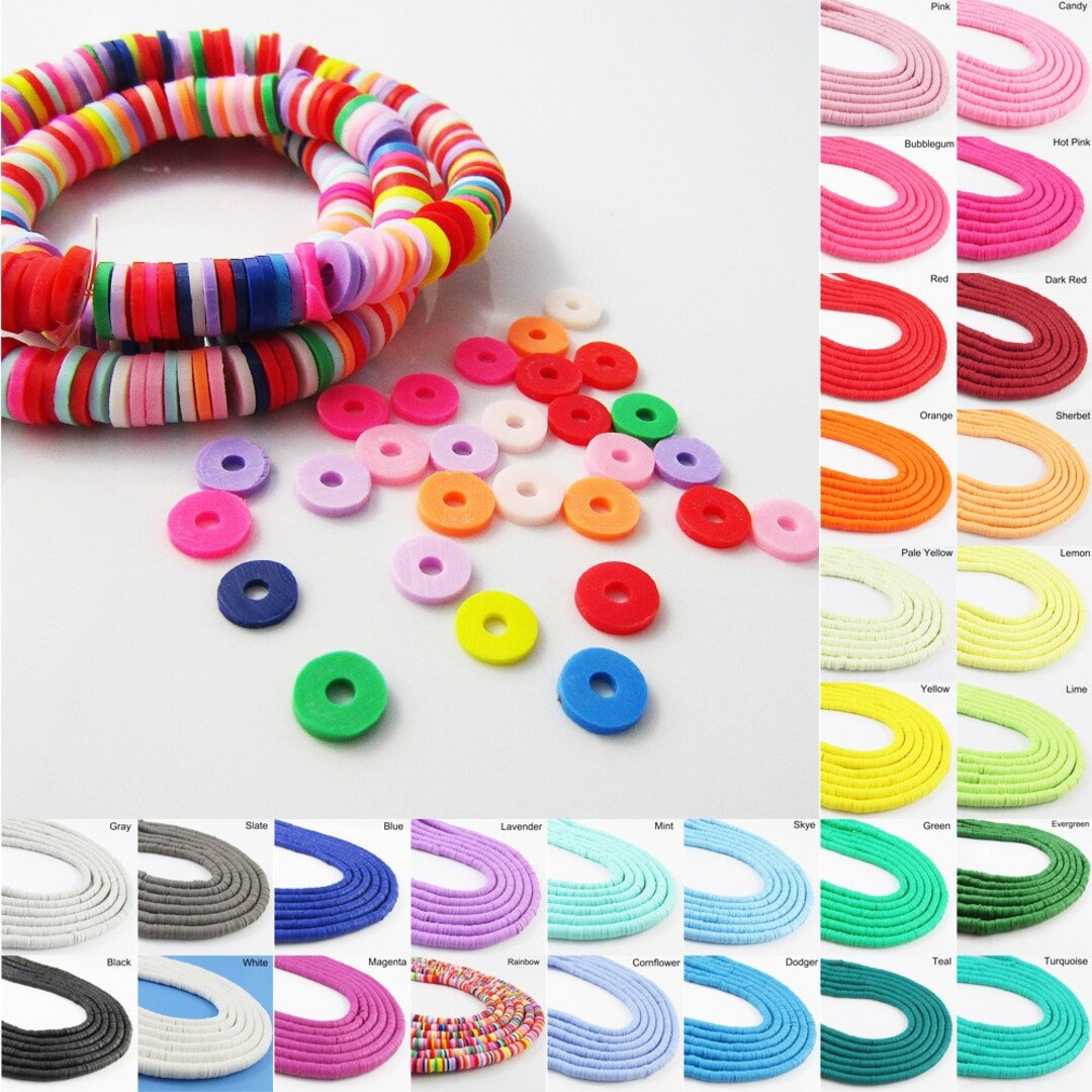 One Strand 380-400 Wafer Disc Polymer Clay Beads Katsuki Beads 6mm 28 ...