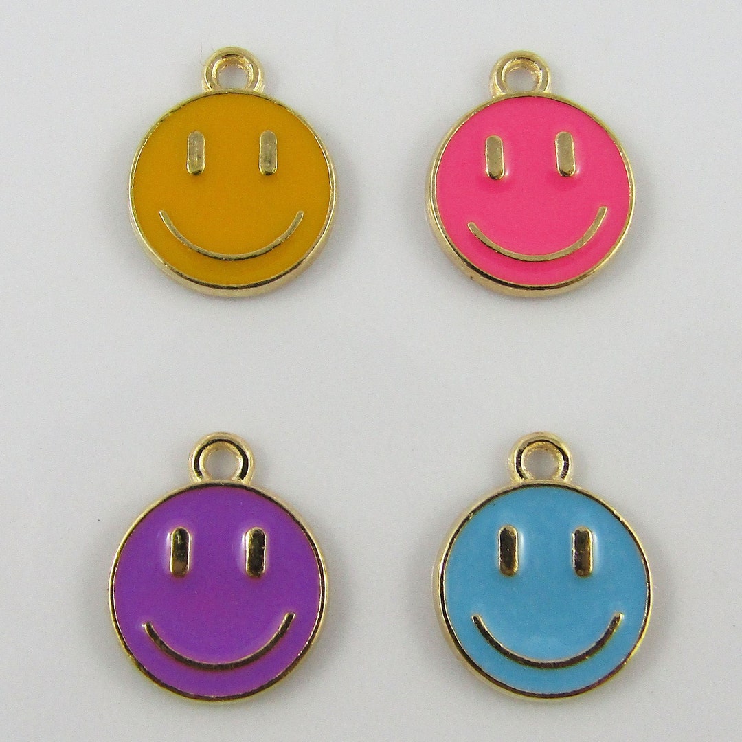 Bulk 10pce Enamel Smiley Face Charm Pendant 14x12mm Select Colour - Etsy