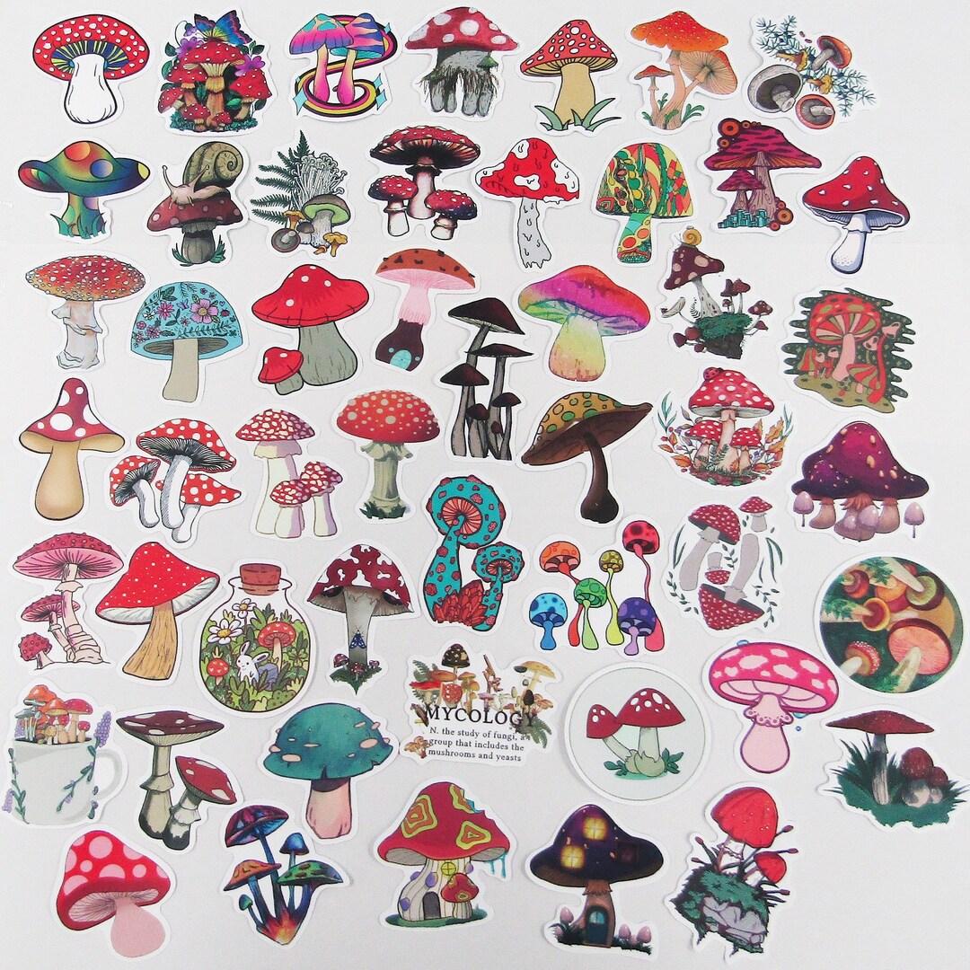 50pcs PVC Mushroom Fungus Sticker Bundle Cards Junk Journal Laptop ...