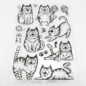 Cartoon Cat Clear Stamp Sheet Silicone Journal Scrapbook Cards - Etsy