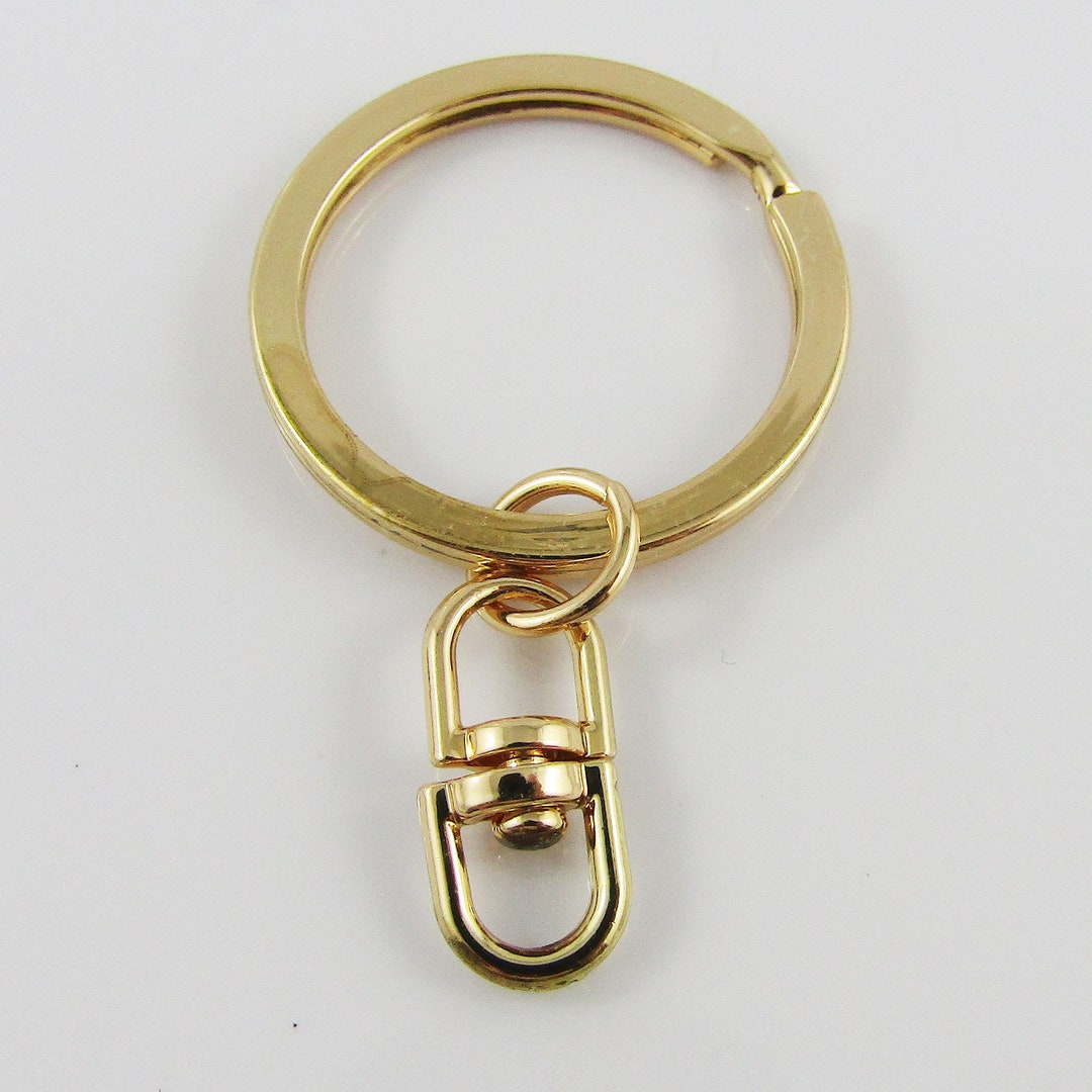 Bulk Keychain Key Ring Findings Flat Ring Swivel Keyring 30mm Gold ...