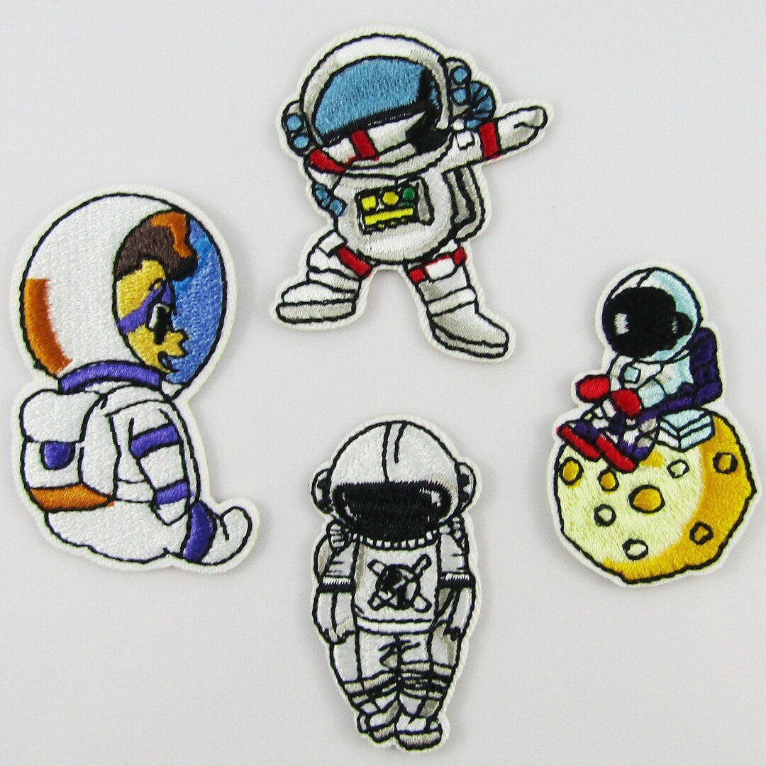 4pce Set Iron on / Sew on Space Astronaut Cloth Patches 50-60 X 26-43mm ...