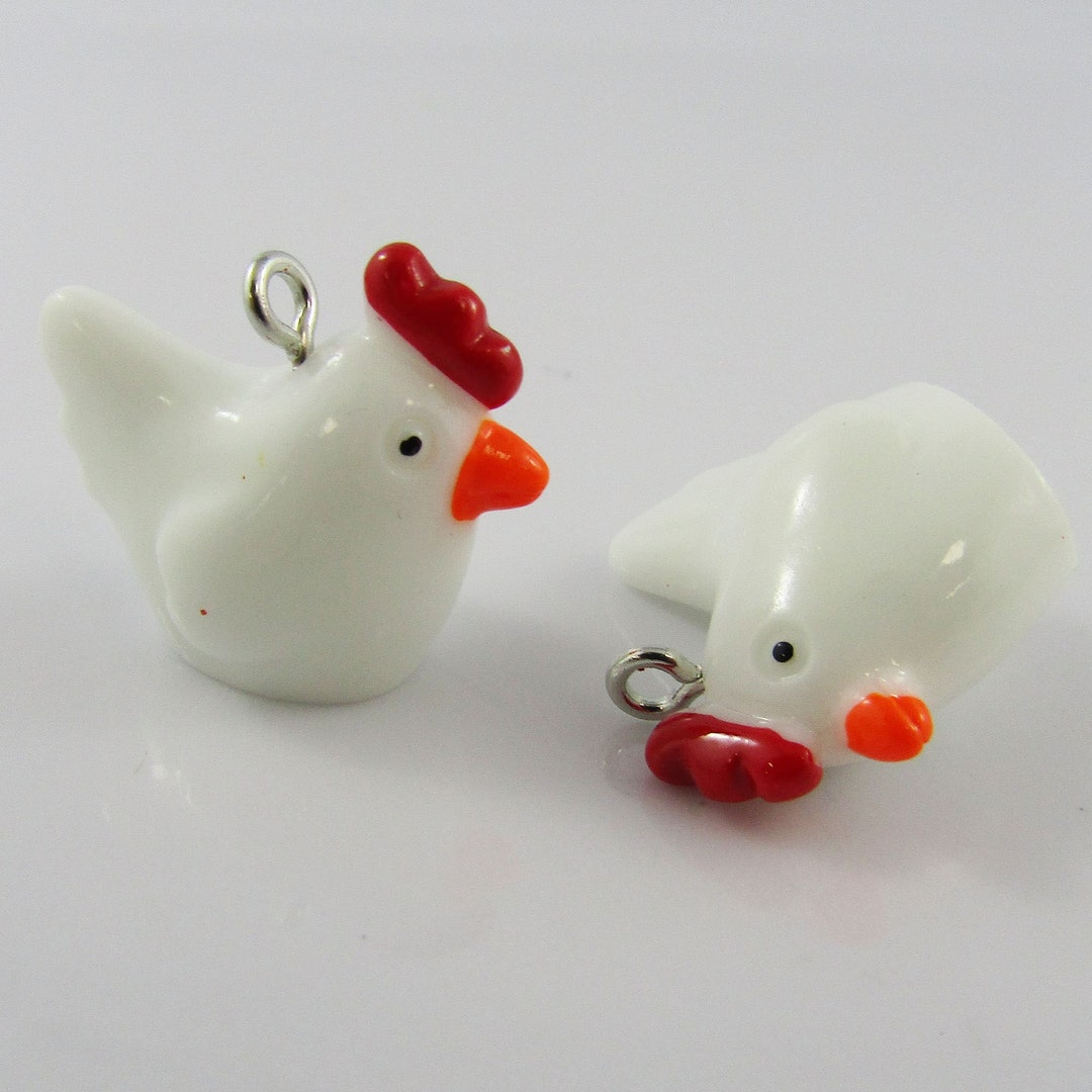 Bulk 10pce Resin 3D Chicken Chook Charm Pendant W/ Iron Loop 24x21x13mm ...