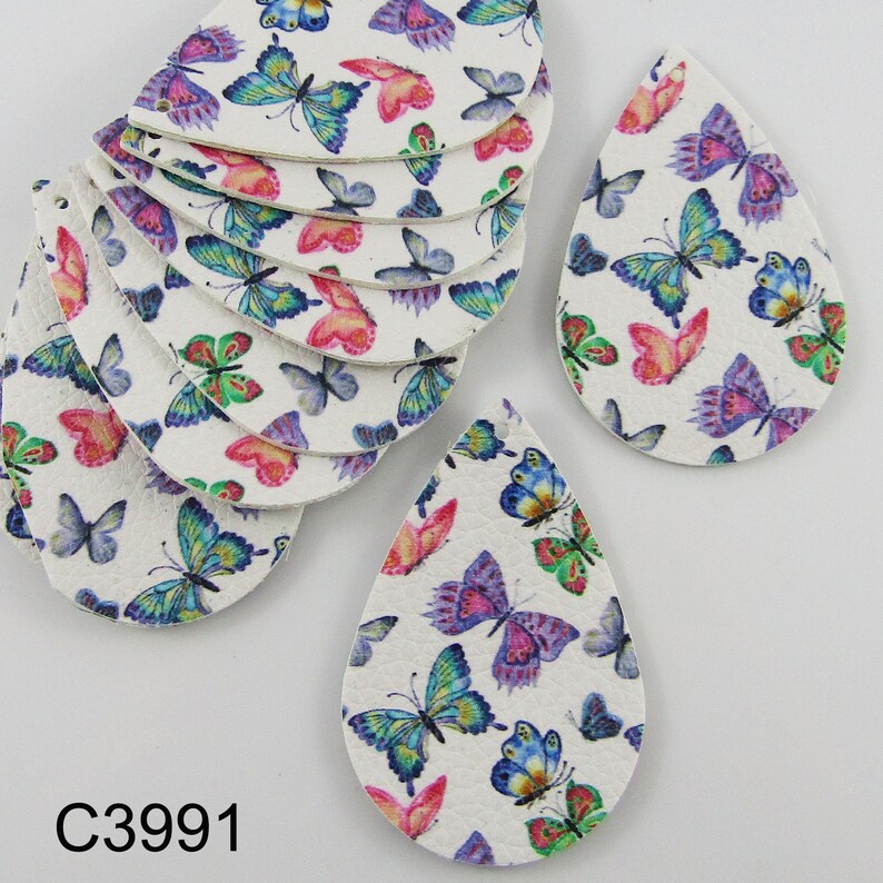 Bulk 10pce Butterfly Charm Pendant Teardrop PU Leather 56x37mm - Etsy