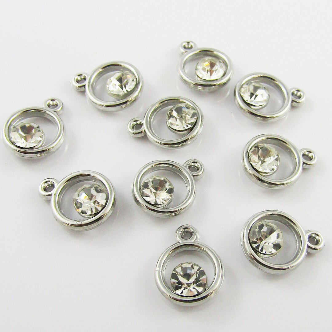 10pcs Rhinestone in Circlet Charm Pendant 15x12x5mm ACRYLIC - Etsy ...