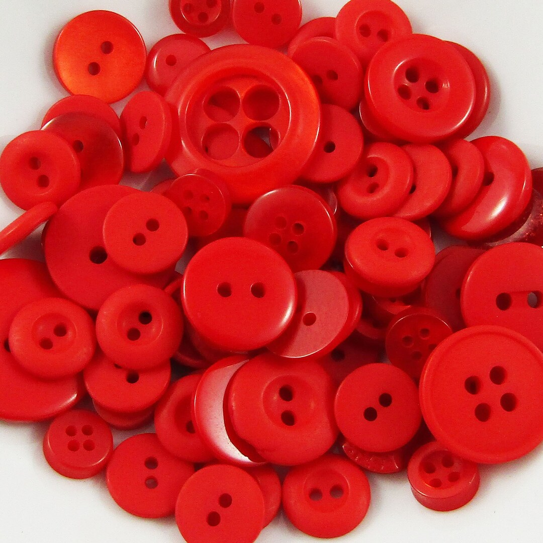 50gram Assorted Red Sewing Buttons RESIN Crafts Jewellery Junk Journal ...