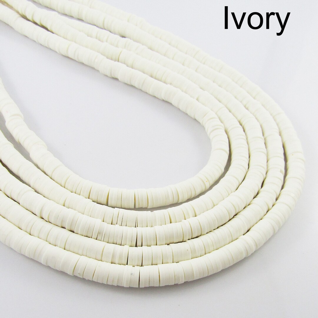 One Strand 330pcs Wafer Disc Ivory Polymer Clay Beads Katsuki Bead 6mm ...