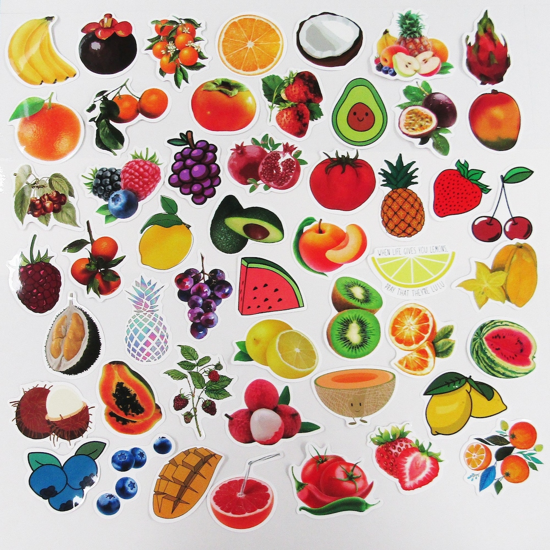 50pcs PVC Mixed Fruit Sticker Bundle Schoolbooks Journal Laptop Phone ...