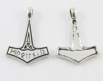 10pcs/lot Thors Charm Antique Tibetan Silver Tone Thor's Hammer Norse ...