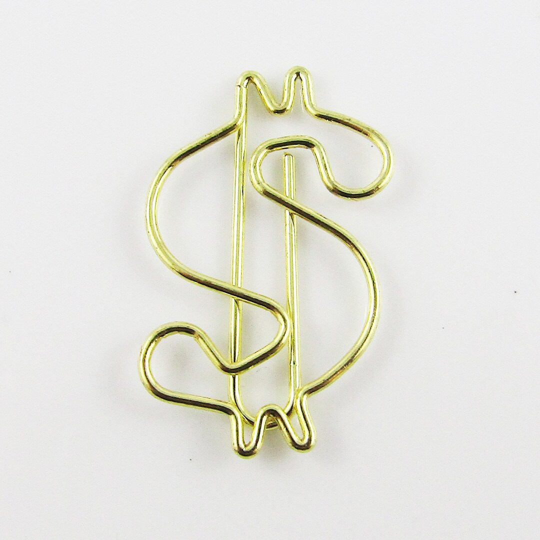 6pcs Gold Dollar Sign Paper Clip Photo Clip 29x18mm Journal Scrapbook ...