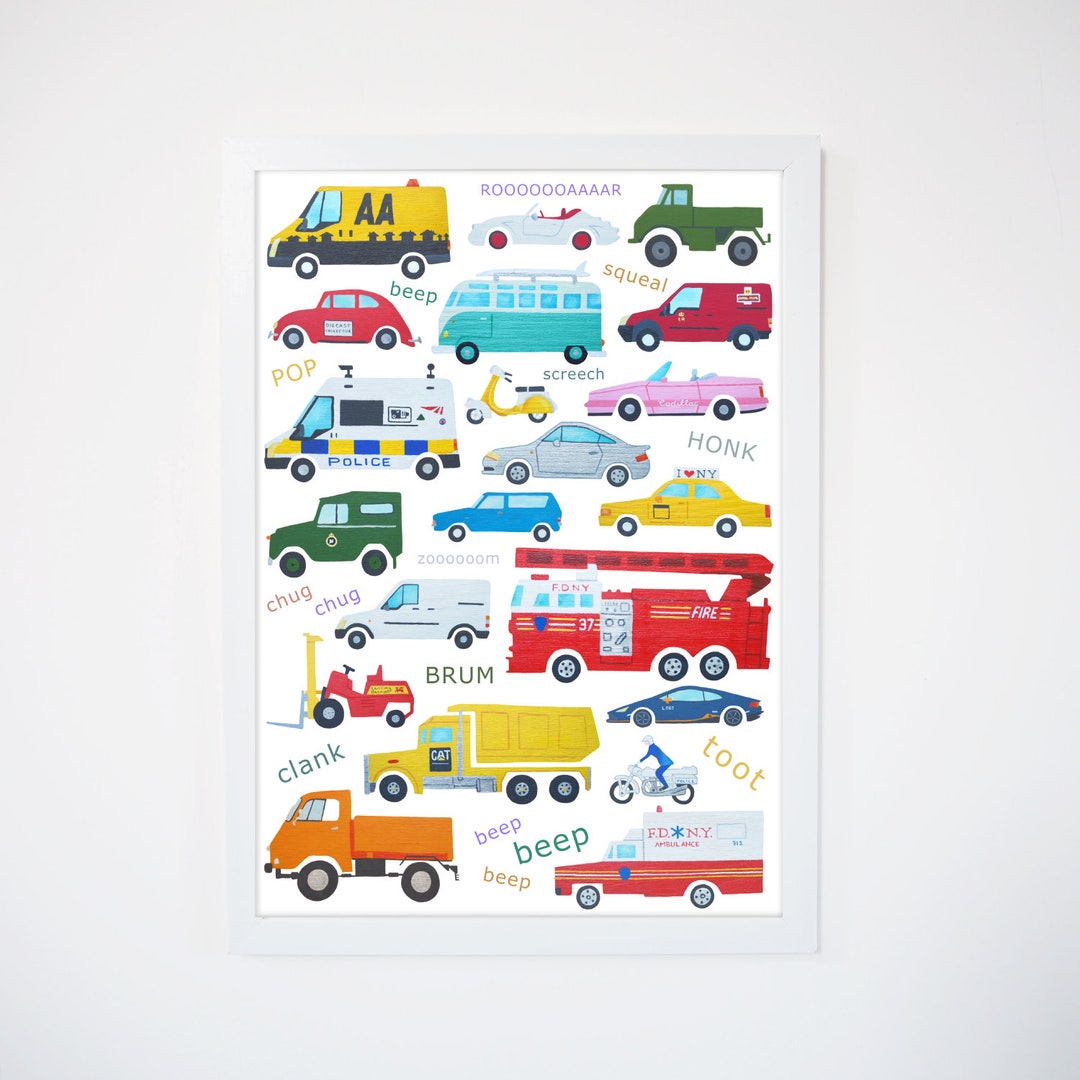 A4 or A3 Kids Vehicle Transport Print Car Nursery Wall Art - Etsy