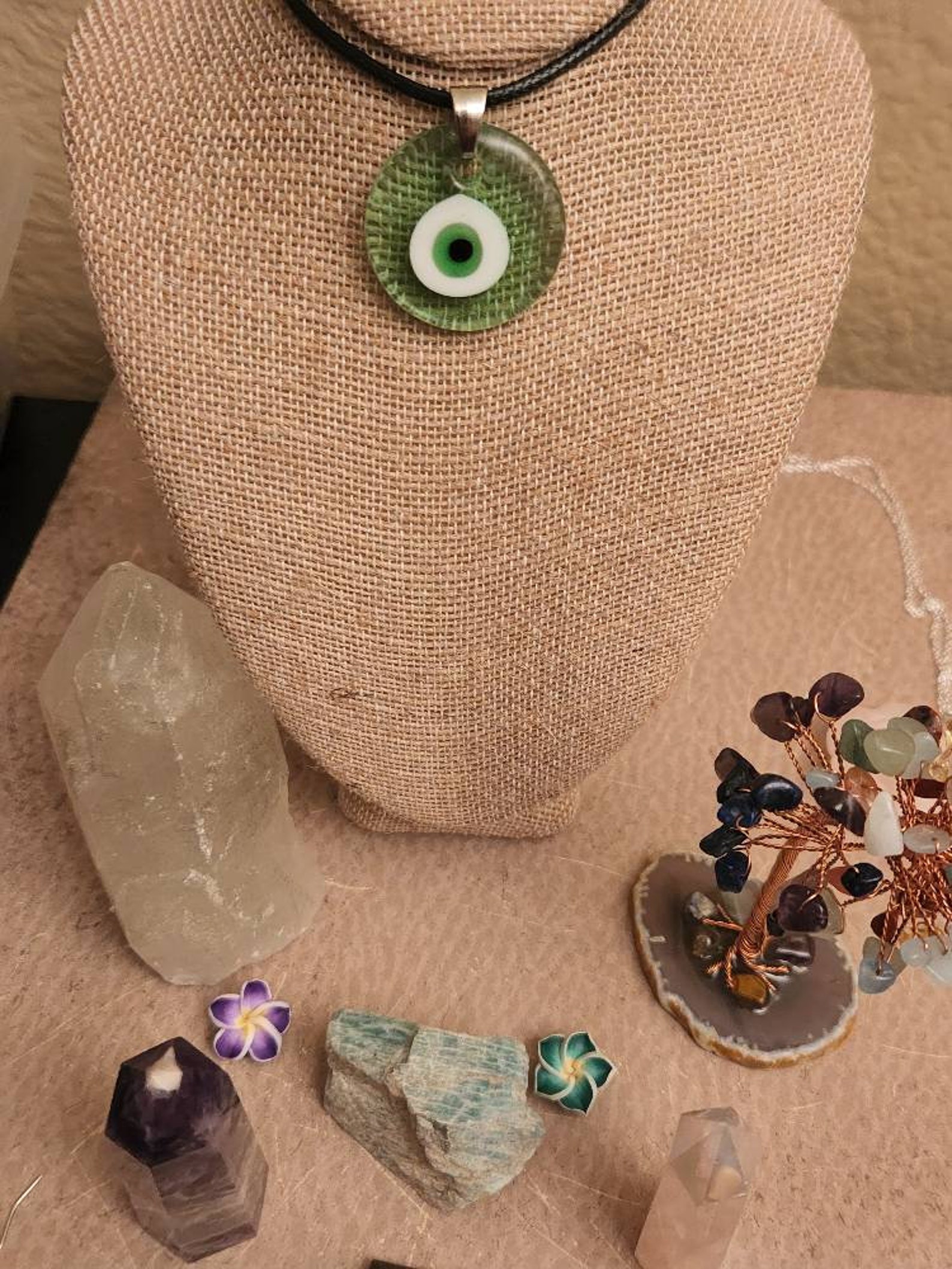 Clear Green Evil Eye Pendant/evil Eye Protection/green Nazar - Etsy