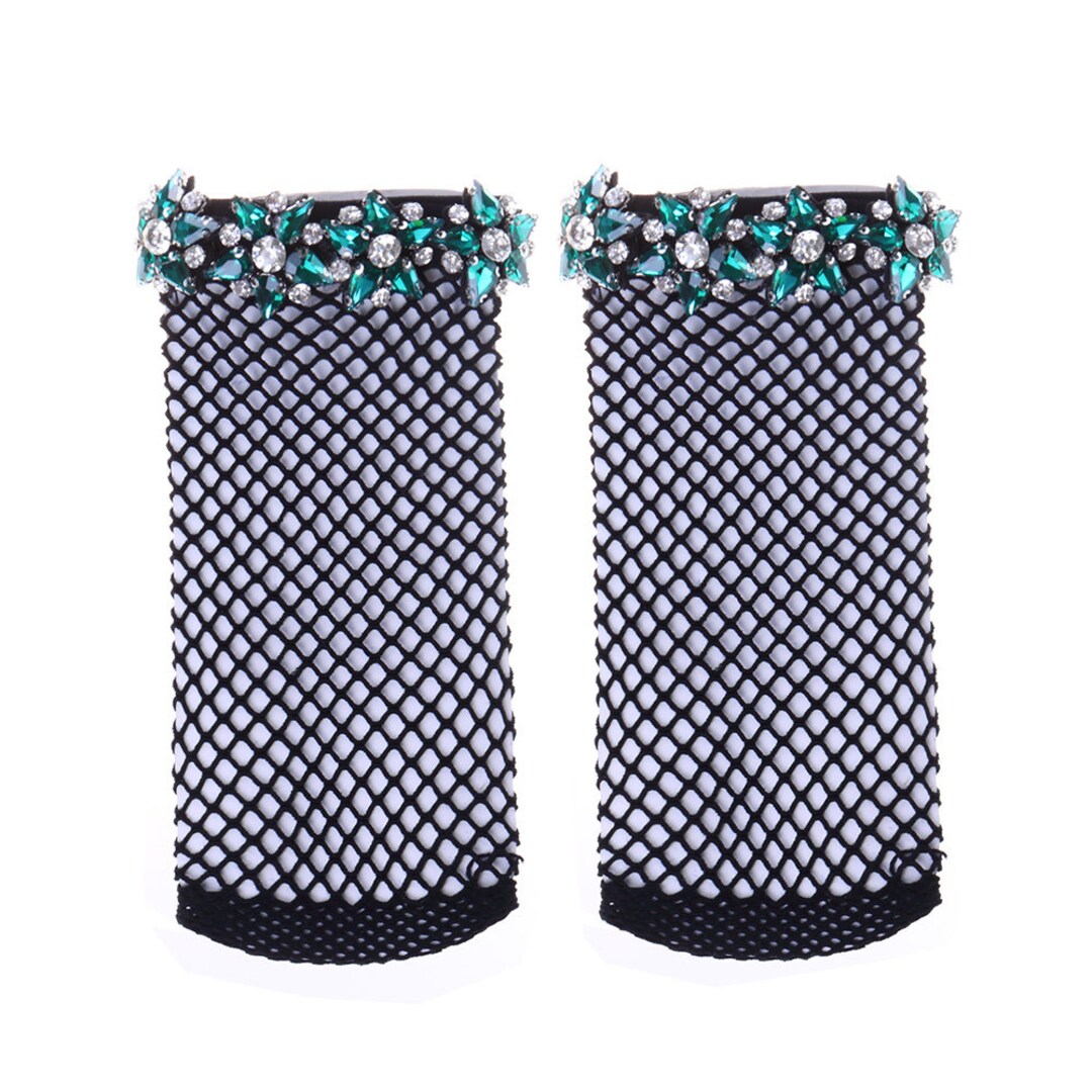 Sparkling Emerald Green Crystals Bejeweled Fishnet Socks - Etsy