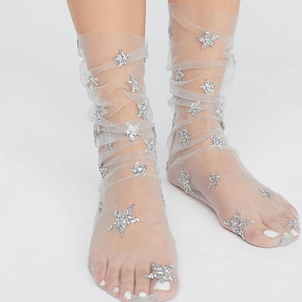 Silver Glitter Socks - Etsy