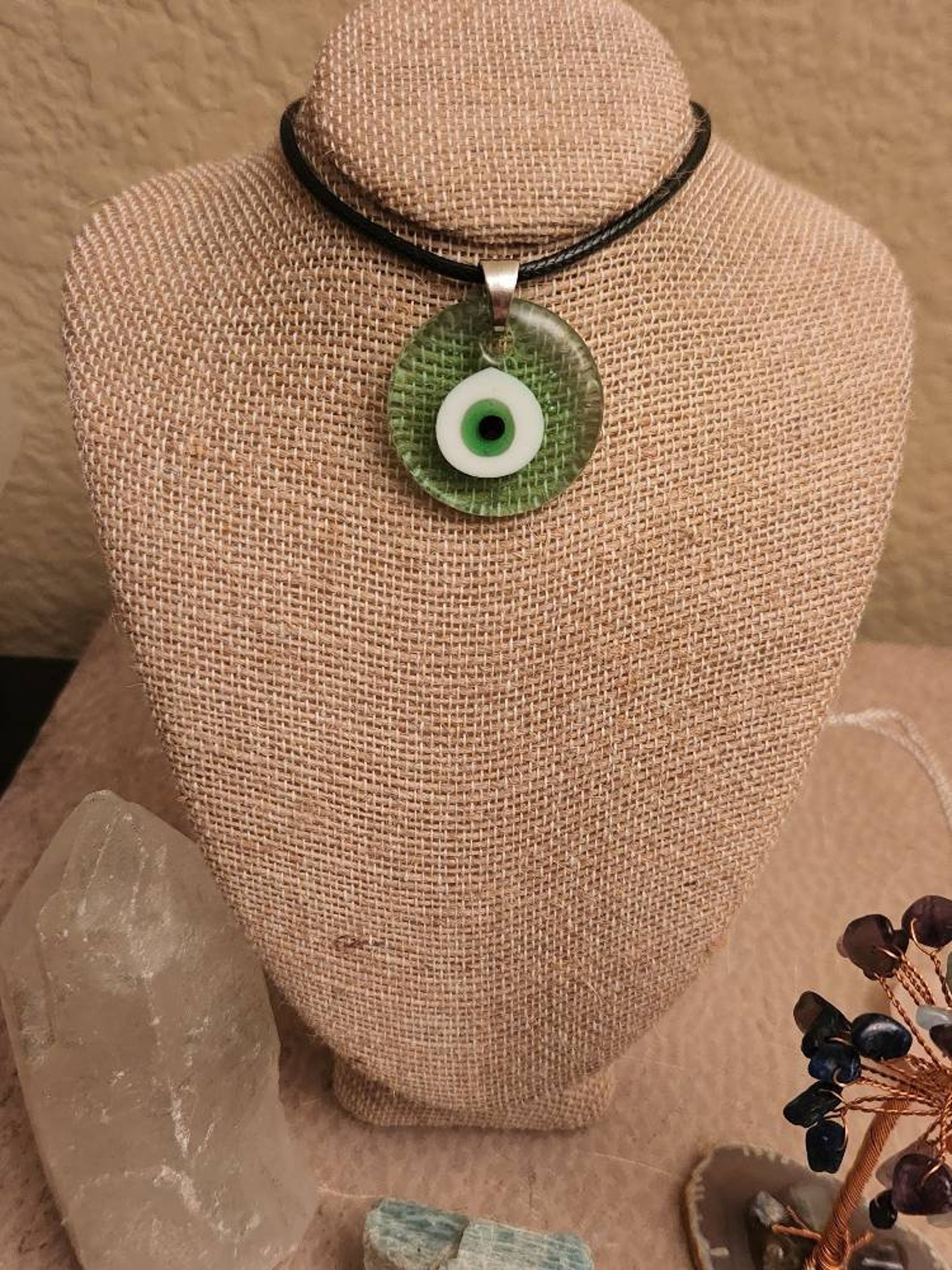 Clear Green Evil Eye Pendant/evil Eye Protection/green Nazar - Etsy
