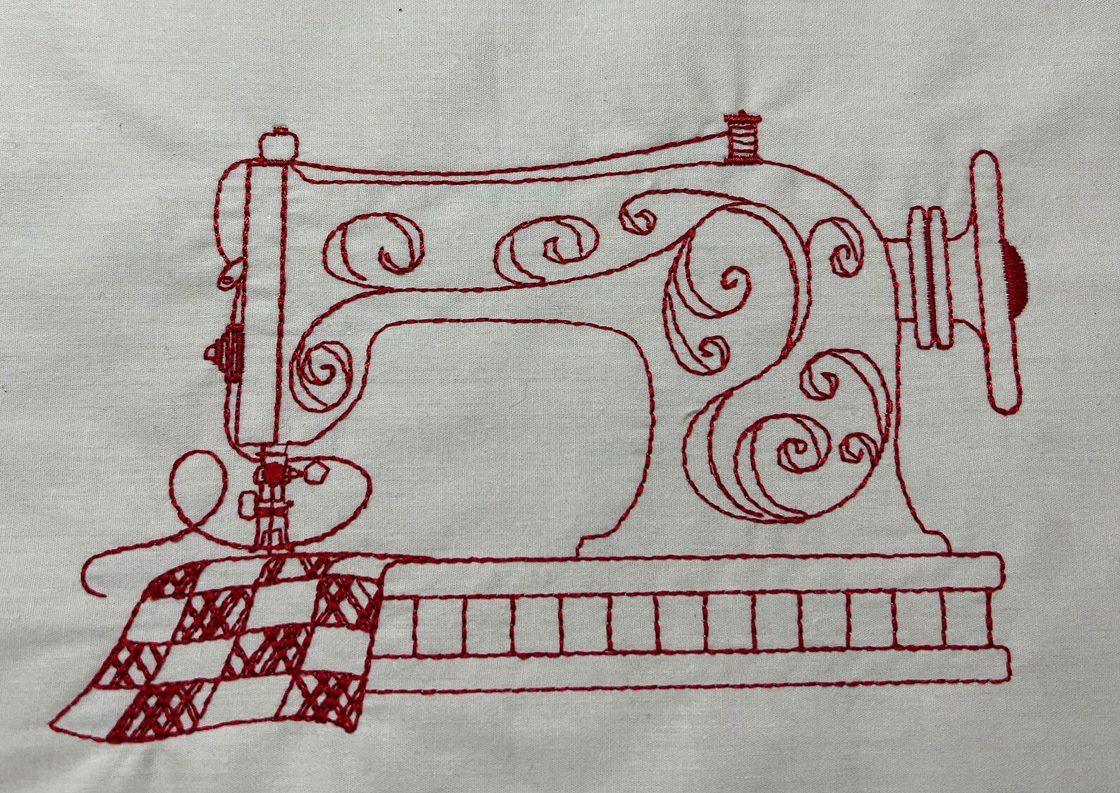 Vintage Sewing Machines Redwork Embroidered Quilt Blocks - Etsy