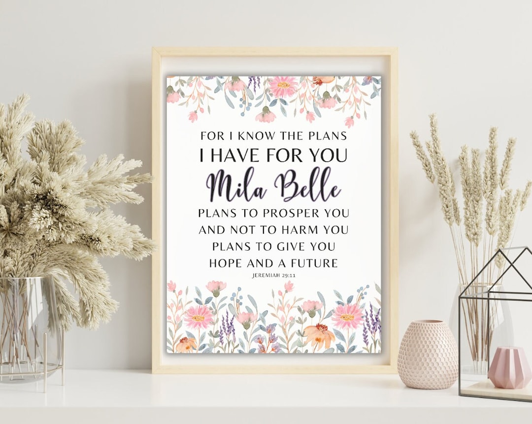 Jeremiah 29:11 - I Know the Plans I Have for You Bible Verse Wall Art ...