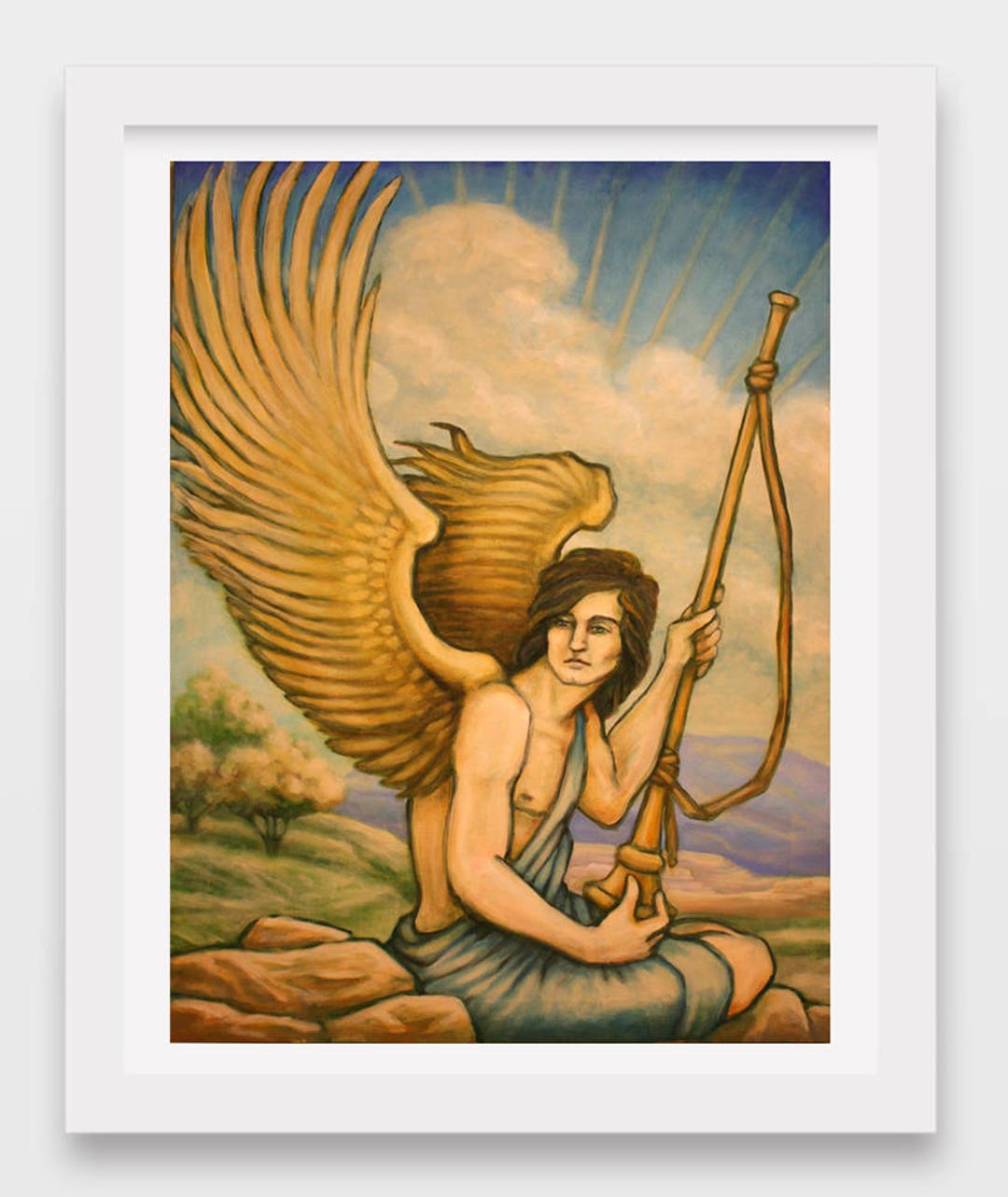 Angel Gabriel Oil Painting, Fine Art Signed Print, Color, Canvas, Male ...
