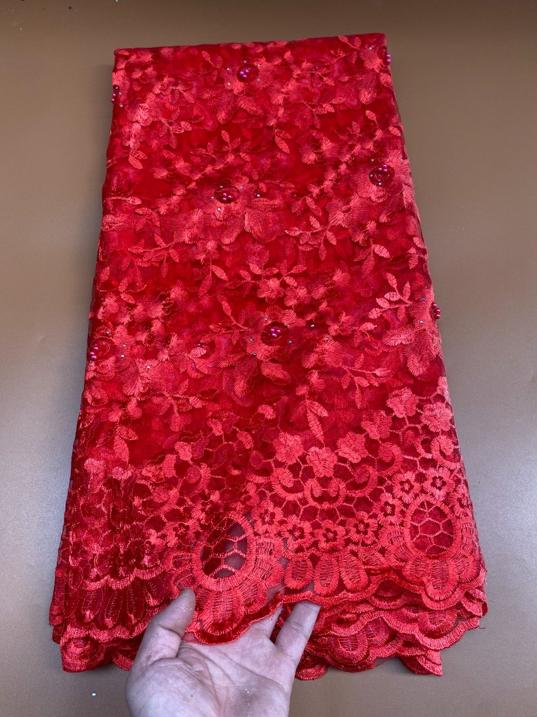 Ruby Red French Tulle Beaded 5yards Lace - Etsy