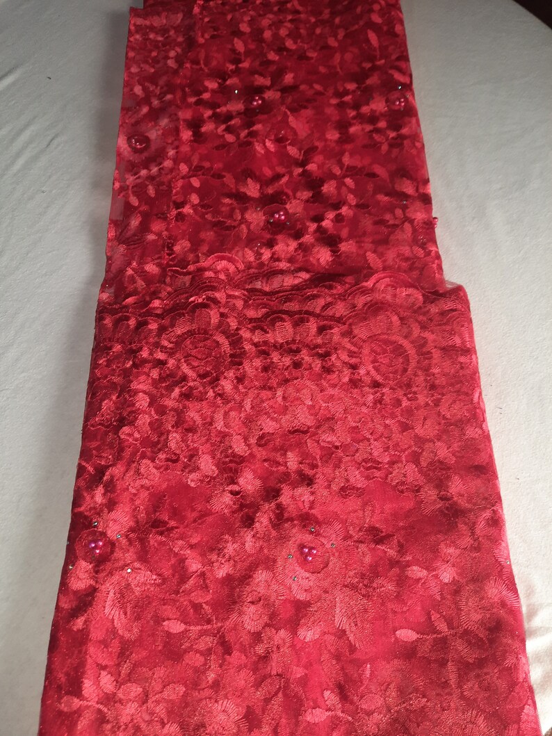Ruby Red French Tulle Beaded 5yards Lace - Etsy