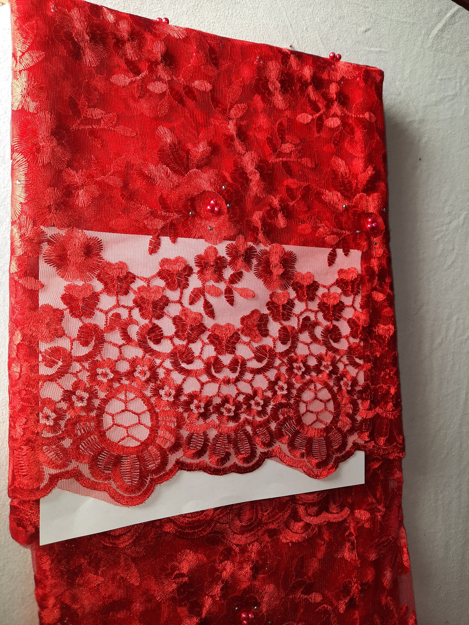 Ruby Red French Tulle Beaded 5yards Lace - Etsy