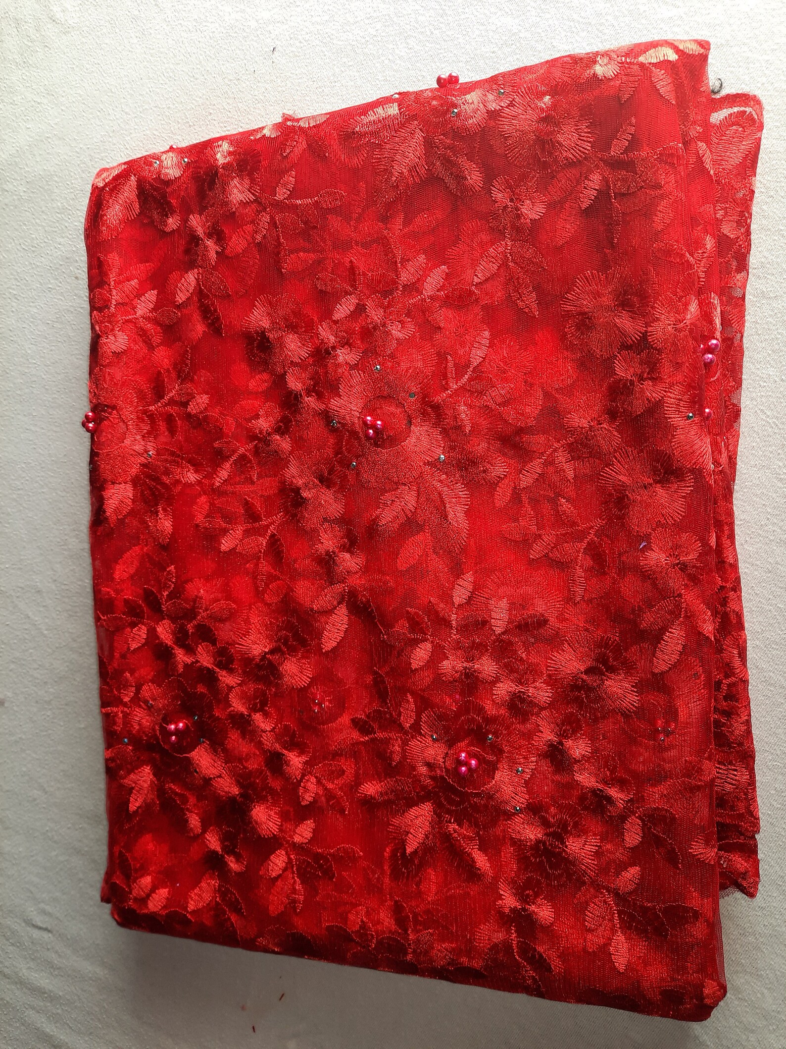 Ruby Red French Tulle Beaded 5yards Lace - Etsy